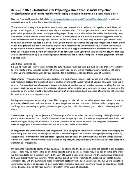 Financial Projection Template Instructions Pdfsimpli