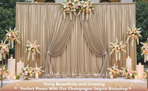 10ftx10ft Champagne Gold Sequin Backdrop Curtain For