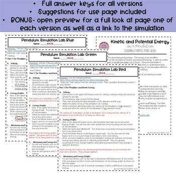 Kinetic And Potential Energy In A Pendulum By Save The Day Science