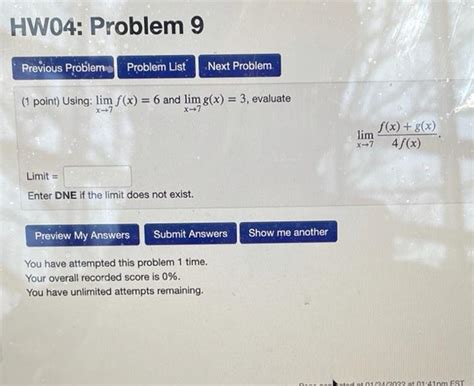 Solved Hw04 Problem 9 Previous Problem Problem List Next