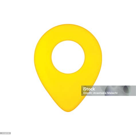 3d render yellow map pointer isolated on white background vector