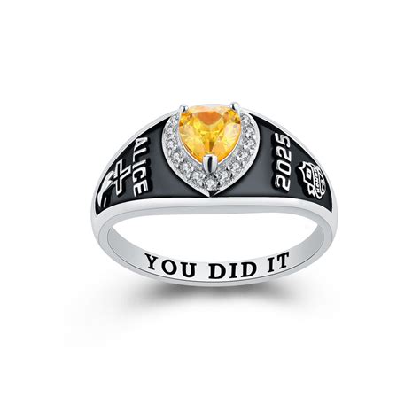 Customized Sterling Silver Ladies High School And College Class Ring