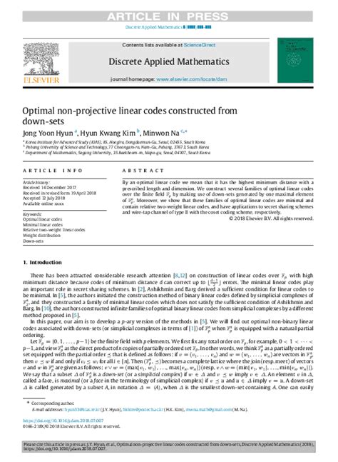 Pdf Optimal Non Projective Linear Codes Constructed From Down Sets