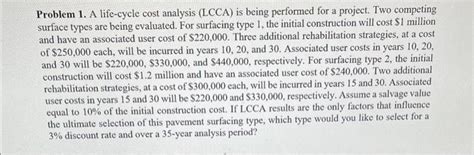 Solved Problem 1 A Life Cycle Cost Analysis Lcca Is Being