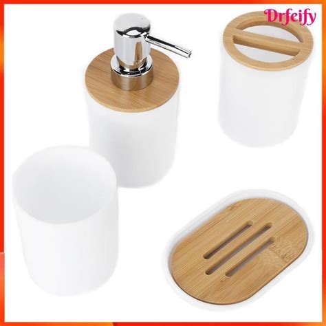Ensemble Daccessoires De Salle De Bain Akozon Ensemble 4 Pièces