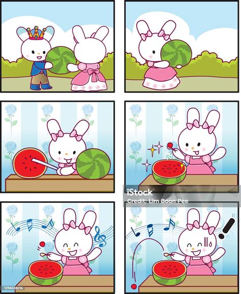 벡터 만화 토끼 공주 이야기 세트 식스 그리드 만화 0명에 대한 스톡 벡터 아트 및 기타 이미지 0명 개체 그룹 귀여운