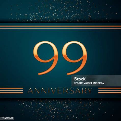 현실적인 90 9 년 주년 기념 행사 디자인 배너입니다 황금 수와 녹색 배경에 색종이입니다 생일 파티에 대 한 다채로운 벡터