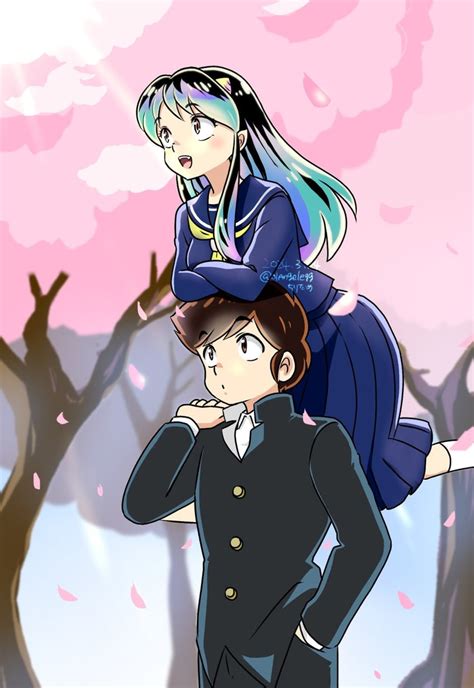 Lum And Moroboshi Ataru Urusei Yatsura Drawn By Angelegg Danbooru