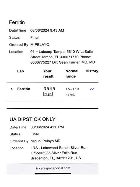 Ferritin Test Result 1 Pdf