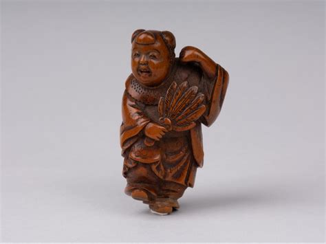 Proantic Netsuke By Ikka Karako Carrying A Fan Japan Edo