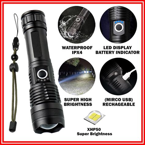 Super Bright 5modes Led Torch Light Rechargeable Handheld Flash Light