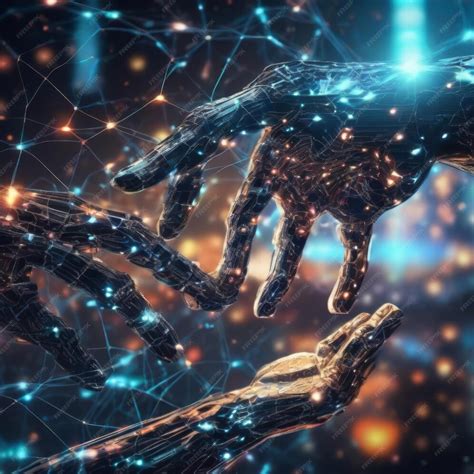 Robot Hand Neural Network Graphics Premium Ai Generated Image