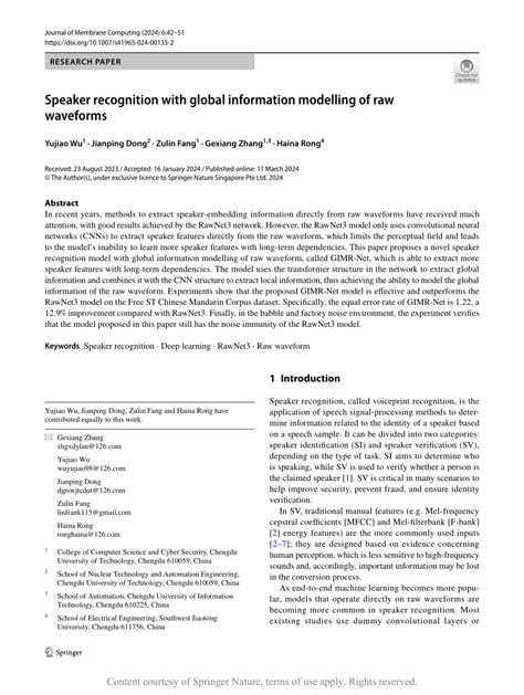 Speaker Recognition With Global Information Modelling Of Raw Waveforms