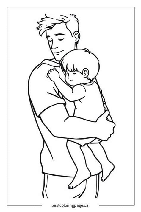 Padre E Hijo Abrazándose Dibujos Para Colorear Gratis Imprimible