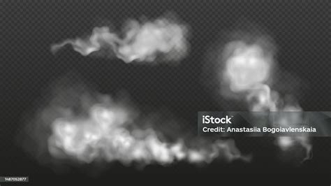 투명한 배경에 하얀 먼지 연기 또는 안개 구름 분말 또는 스팀 스프레이 세트 에어로졸 스플래시 자동차 바퀴의 안개가 자욱한 흔적