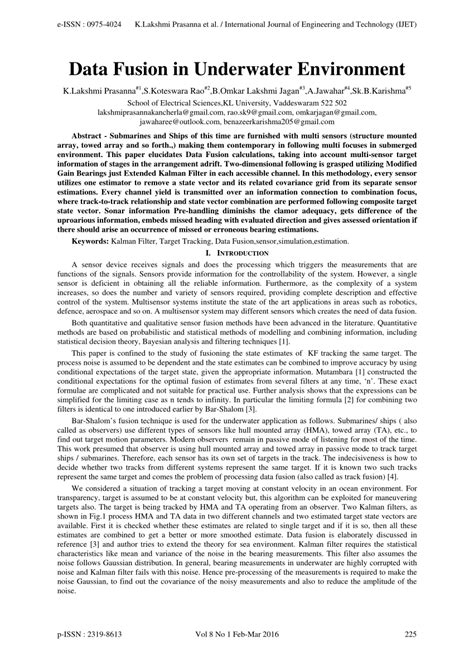 Pdf Data Fusion In Underwater Environment