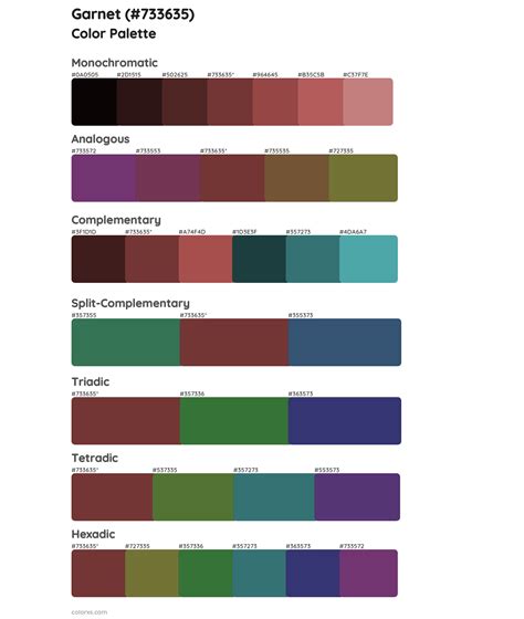 Garnet Color Palettes