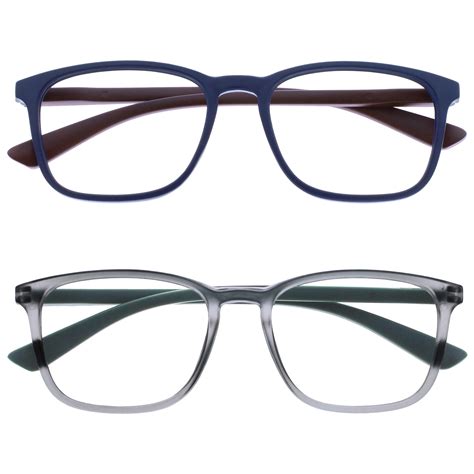 Opulize Reading Glasses 2 Pack Lightweight Rectangular Frames Matte