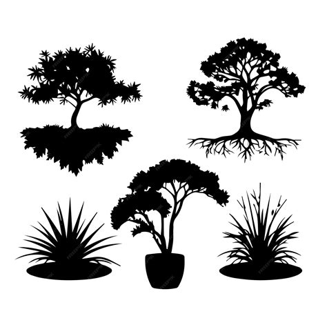 Tree Pot Vector Design Black Silhouette Logo Premium Ai Generated Vector