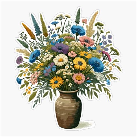 Maneki Wildflower Bouquet Sticker Phone Decal Water Bottle Stickers