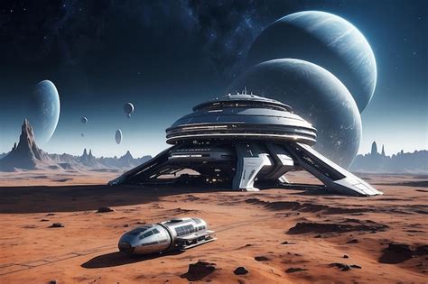 Premium Photo Spaceship Interstellar Station On Alien Planet