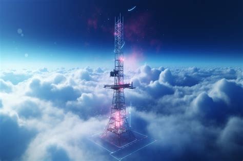 Premium Photo Mobile Telecommunication Tower With Communication Antennas In The Background Of