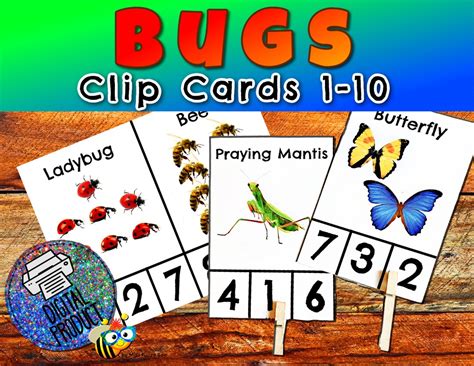 Bug Count And Clip Cards Count And Clip Cards Bugs Etsy