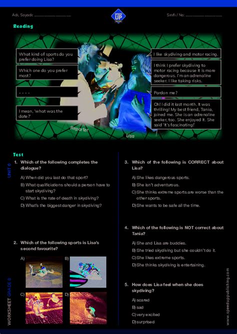 8 Sınıf İngilizce Readingandwriting Çalışma Kağıdı Derslig