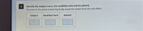 6 Identify The Subject Noun The Modified Verb And Its Adverb The Hero