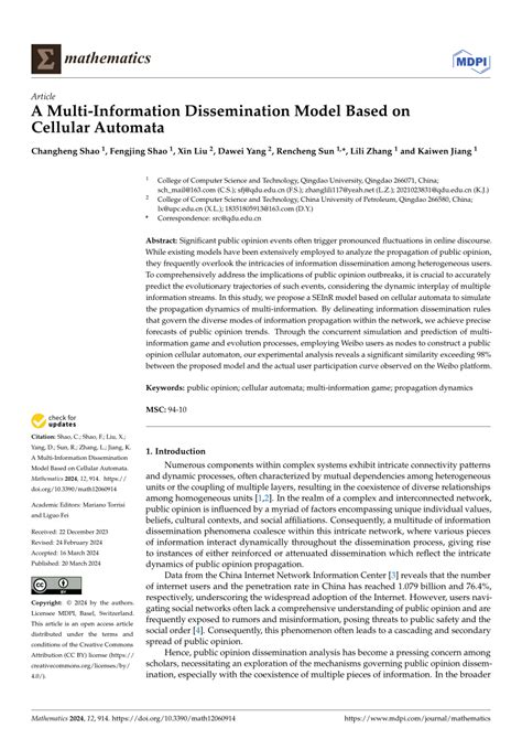 Pdf A Multi Information Dissemination Model Based On Cellular Automata