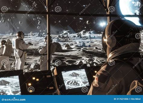 Astronaut Observing Lunar Surface In Simulation Environment Stock Illustration Illustration Of