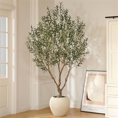 Primrue Adcock 8ft Artificial Olive Tree With 18in White Planter Tall