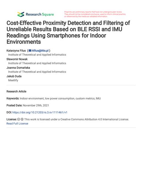 pdf cost effective proximity detection and filtering of unreliable