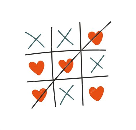 Premium Vector Valentines Day Card Tictactoe Game With Hearts Vector Illustration