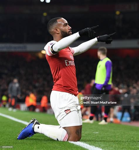 Alex Lacazette Celebrates Scoring The Arsenal Goal During The Premier