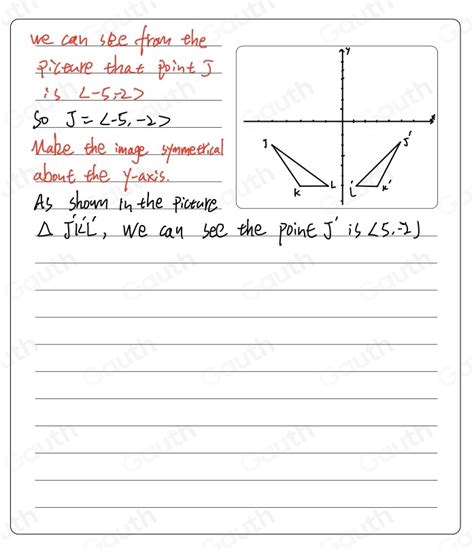 Solved Given Triangle JKL Write The Coordinates Of Vertex J And Its Reflection J Across The Y