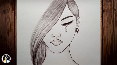 Very Easy Sad Girl Drawing Crying Girl Drawing How To Draw A