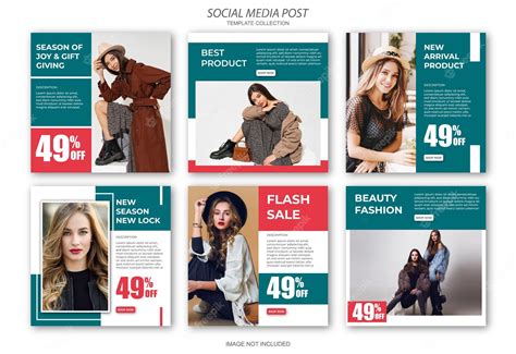 패션 비즈니스를위한 소셜 미디어 피드 게시물 템플릿 프리미엄 벡터