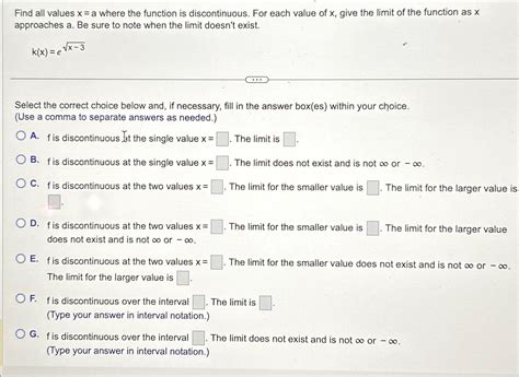 solved find all values x a where the function is