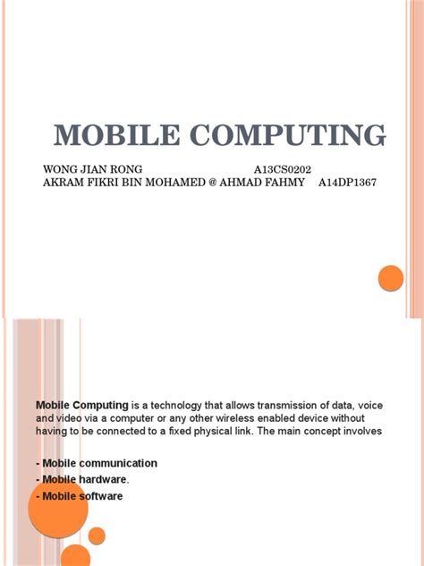 Assignment 2 Mobile Computing Pdf Mobile Computing Mobile Device