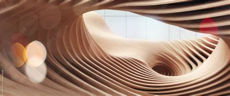 Anamorphic Video Abstract Of Wooden Pattern Twisted Shape