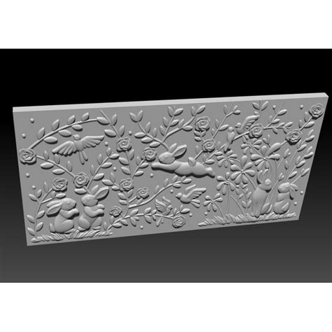 3d Model Stl Cnc Router File Bunnies With Flowers Inspire Uplift