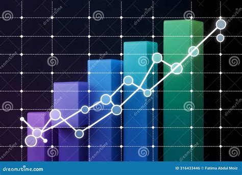 Colorful Bar Chart And Line Graph On Dark Background Showing Data