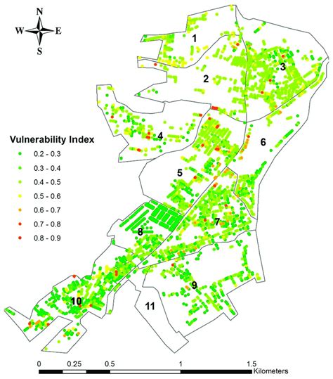 vulnerability index values for the existing buildings in imzouren