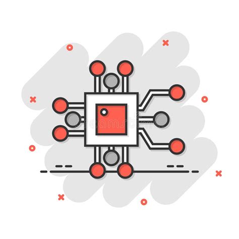 Computer Chip Icon In Flat Style Circuit Board Vector Illustration On White Isolated Background