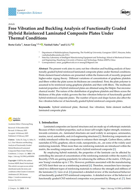 Pdf Free Vibration And Buckling Analysis Of Functionally Graded