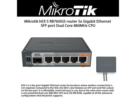 Mikrotik Hex S Rb760igs Router 5x Gigabit Ethernet Sfp Dual Core 880mhz Cpu 256mb Ram Usb