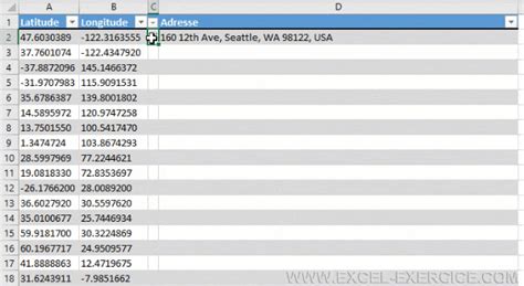 Convert Addresses To GPS Coordinates Excel Exercise