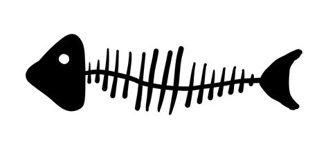 Fish Bone Icon Fishbone Skeleton Silhouette Cartoon Fish Bones Tail