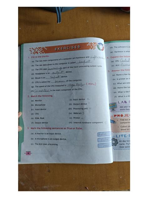 Class 3rd Computer Ch 1 And Ch 2 Book Exercises Pdf